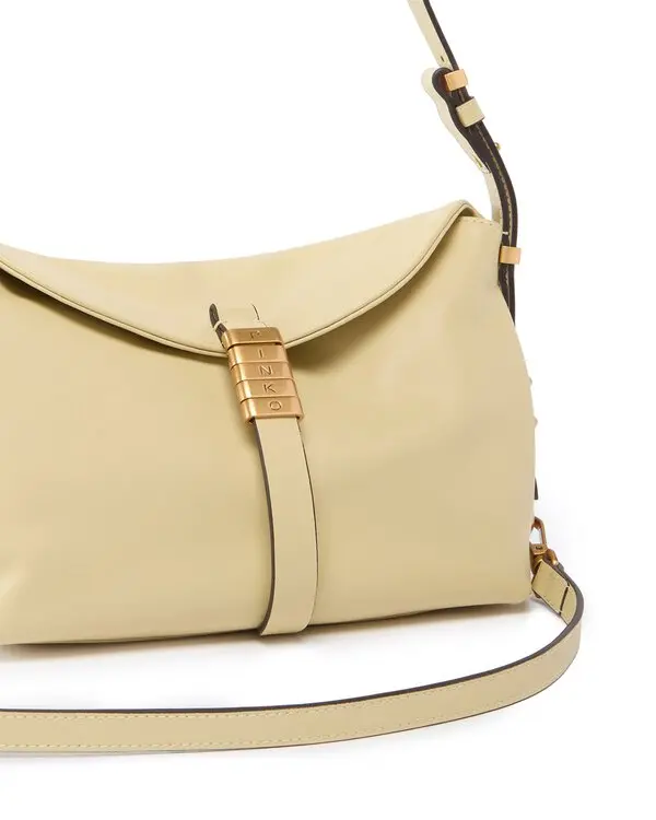 Pinko Mini Leather Saddle Shoulder Bag - Yellow