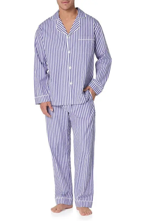 BEDHEAD PAJAMAS Stripe Organic Cotton Blend Pajamas - Navy 3d Stripe