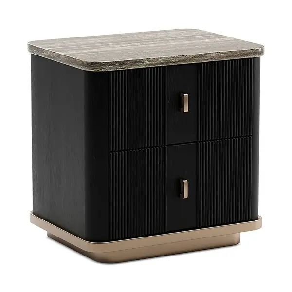 CARACOLE Rhythm Small Nightstand, Dark - Black Stained Ash/neutral Metallic/dar