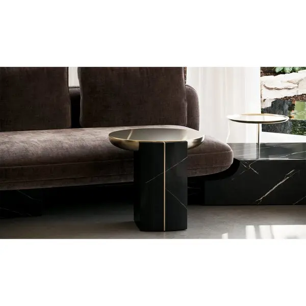 CARACOLE Overlap Round Side Table, Dark