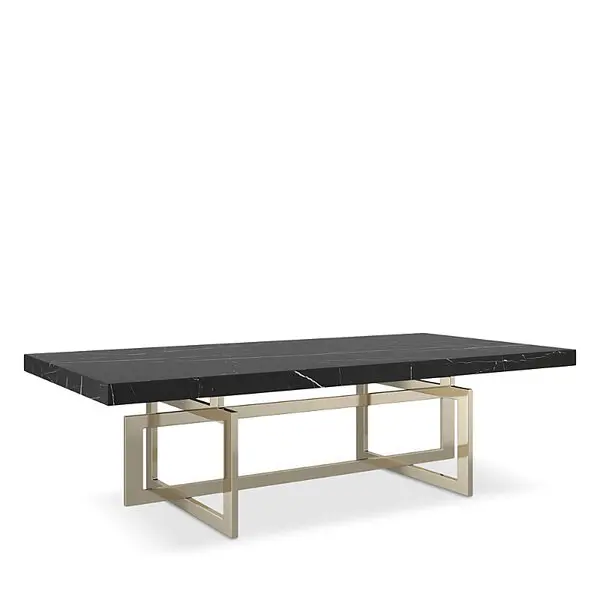 CARACOLE Wish You Were Here 60 Rectangle Cocktail Table, Dark - Whisper Of Gold/black Marble