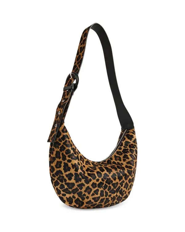 Whistles Sia Curved Calf Hair Shoulder Bag - Leopard Print