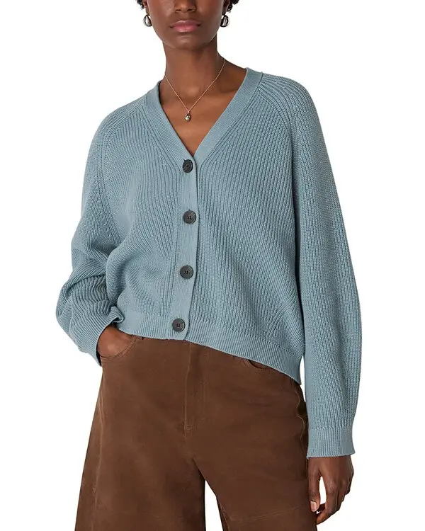 Whistles V-neck Button-front Cardigan - Blue