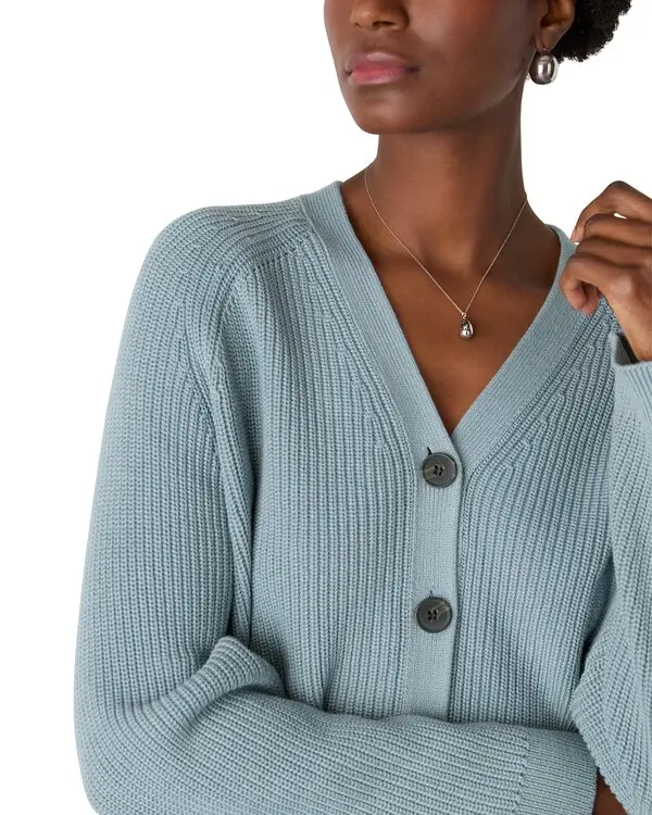 Whistles V-neck Button-front Cardigan - Blue