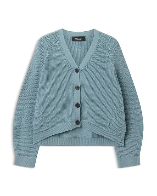 Whistles V-neck Button-front Cardigan - Blue