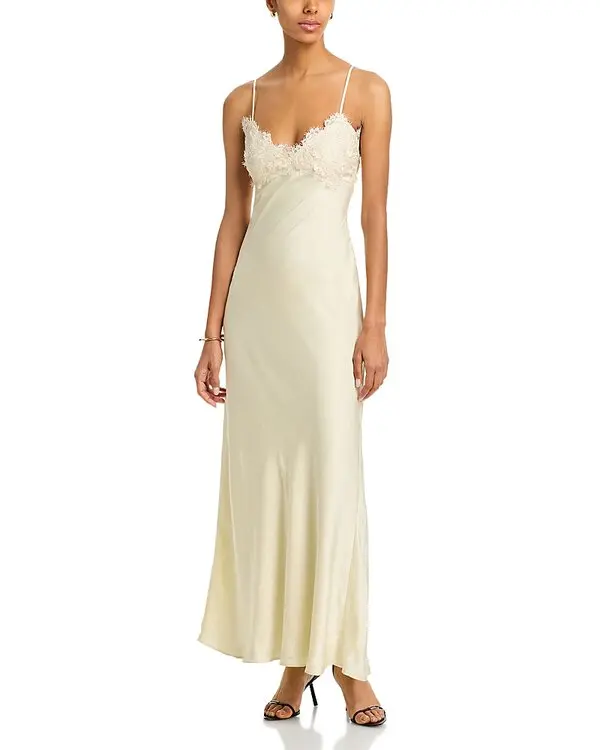 Bardot Elisan Lace Satin Maxi Dress - Ivory