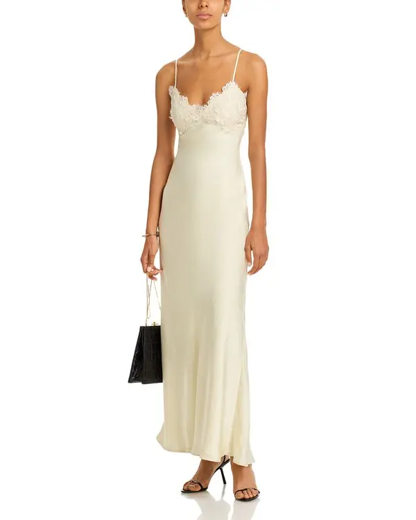 Bardot Elisan Lace Satin Maxi Dress - Ivory