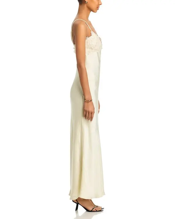 Bardot Elisan Lace Satin Maxi Dress - Ivory