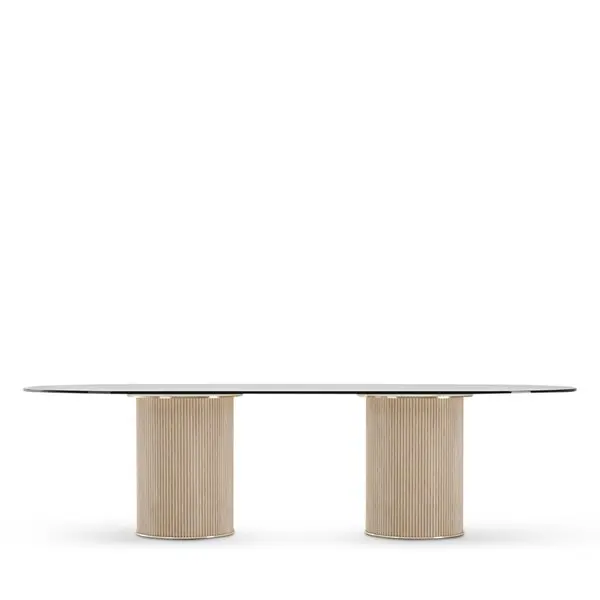 CARACOLE Rhythm Oval Glass Top Dining Table