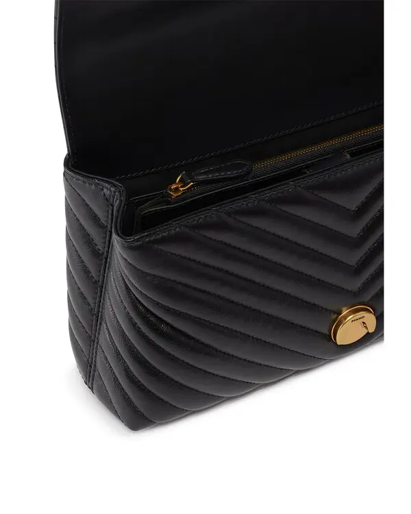 Pinko Love Lady Puff Classic Leather Top Handle Bag - Black