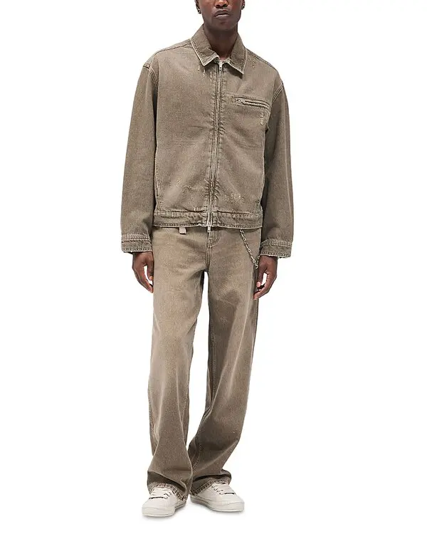 REPRESENT Collared Denim Jacket - Olive