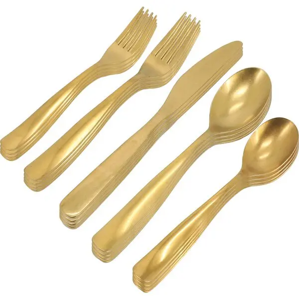 GIBSON HOME Hulton 20 Piece Stainless Steel Flatware Set - Metallic Gold