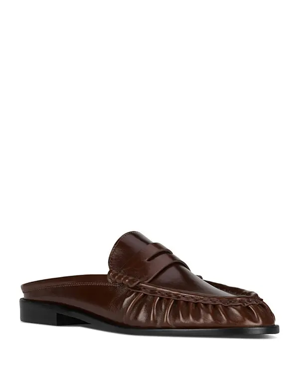 Jeffrey Campbell Goddard Leather Loafer Mules - Brown