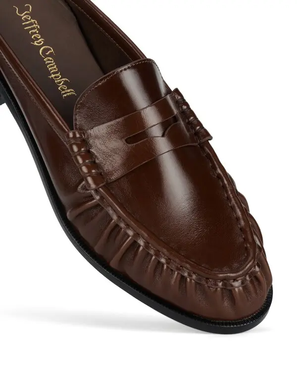 Jeffrey Campbell Goddard Leather Loafer Mules - Brown
