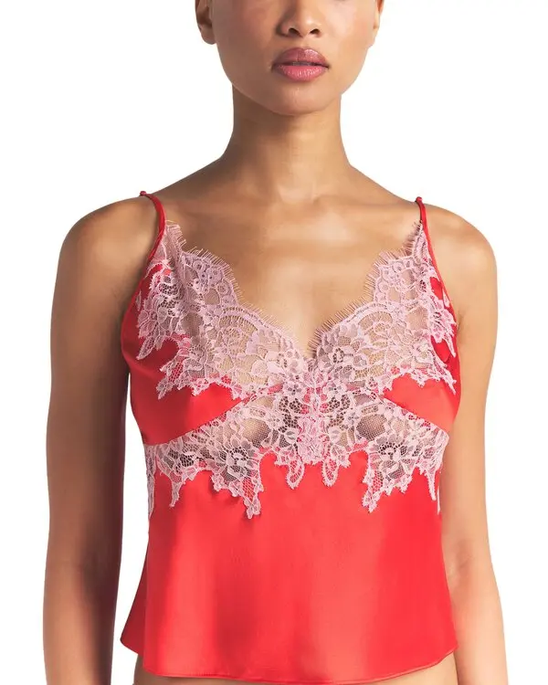 SKIMS Silk Blend Lace Trim Camisole - Ruby Contrast