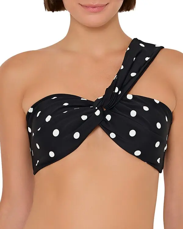 MILLY Olivia Drape Bikini Top - Black/white