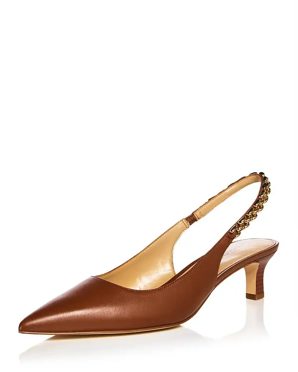 Michael Kors Marcia Kitten Heel Slingback Pumps - Luggage