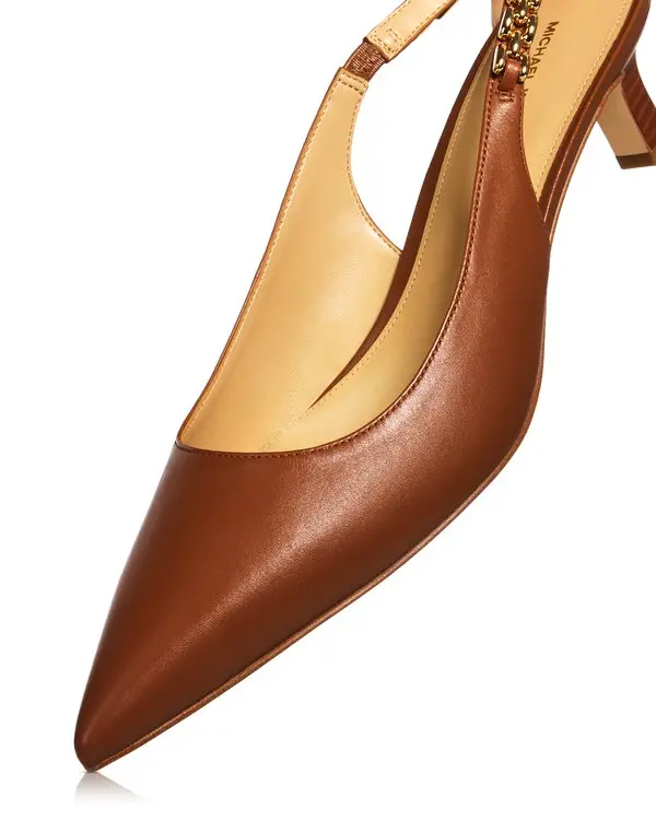 Michael Kors Marcia Kitten Heel Slingback Pumps - Luggage