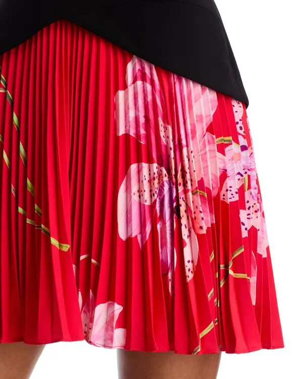 MILLY Haddy Printed Pleated Minidress - Black/red