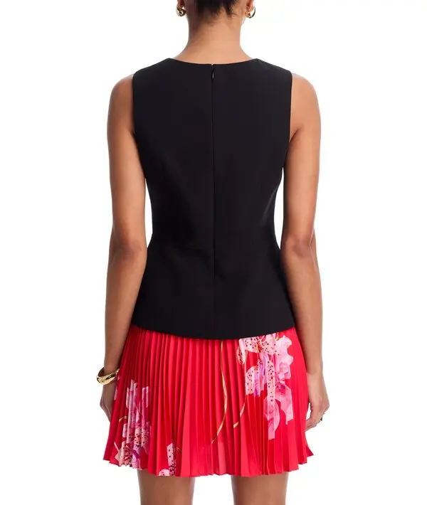 MILLY Haddy Printed Pleated Minidress - Black/red