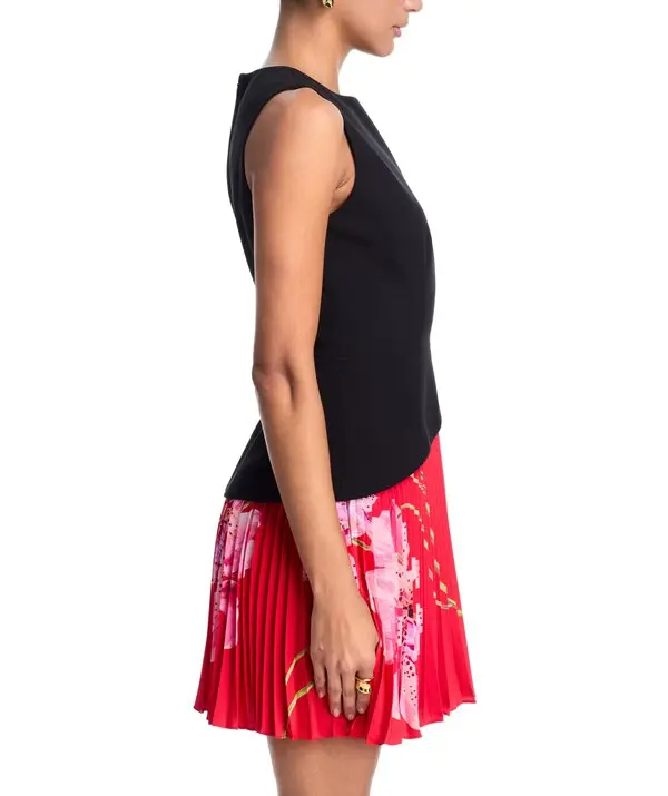 MILLY Haddy Printed Pleated Minidress - Black/red