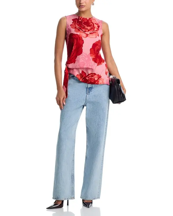 MILLY Serena Floral Top - Pink Multi