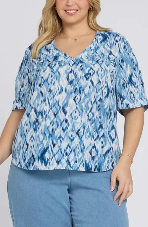 NYDJ Floral Short Sleeve Top - Blue Visions