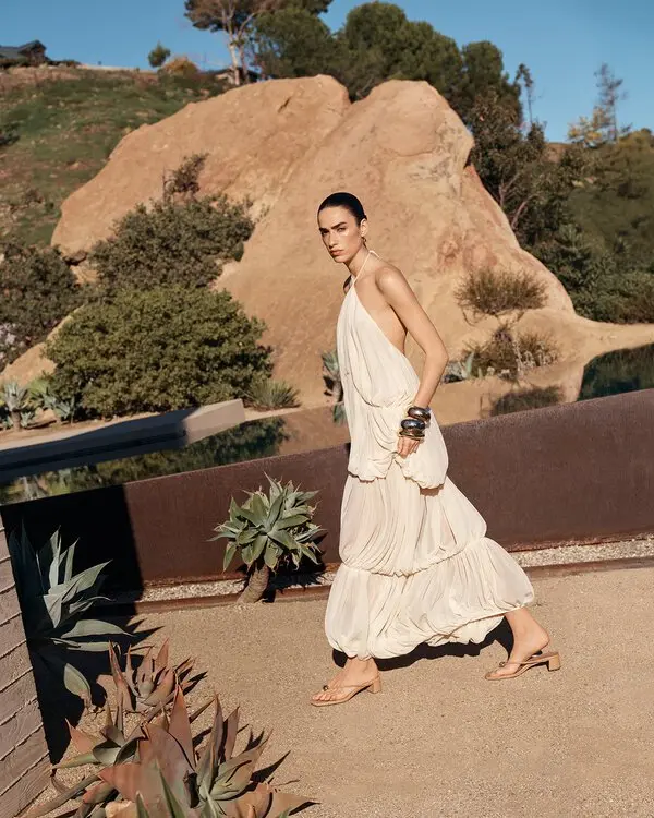 Ronny Kobo Bia Halterneck Tiered Maxi Dress