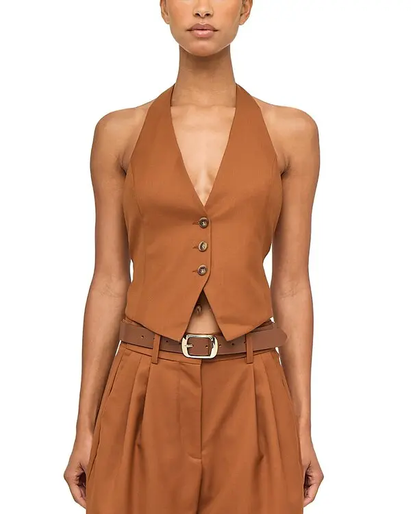 Ronny Kobo Lido Button-front Vest - Rust