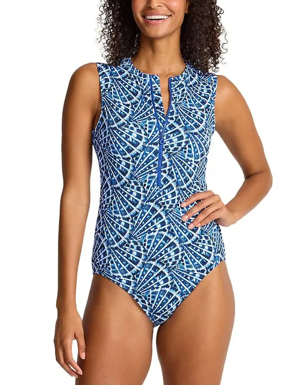 Tommy Bahama Island Cays Zippered Swimsuit - Indigo Tide