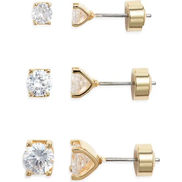 Nordstrom Studded Cubic Zirconia Earring Set - Clear- Gold