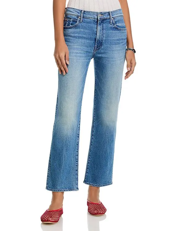 MOTHER The Kick It High Rise Ankle Straight Jeans - Birds Gone