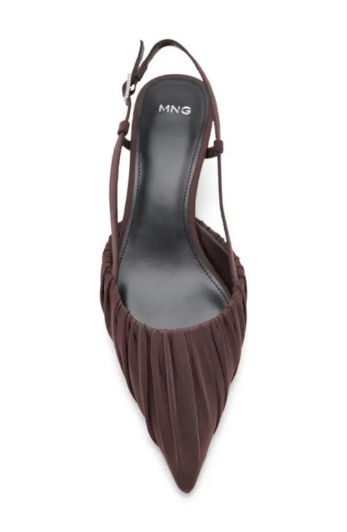 Mango Ruched Slingback Kitten Heel