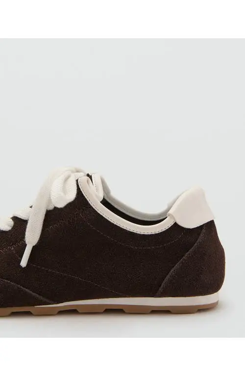 Mango Contrast Suede Sneakers - Chocolate