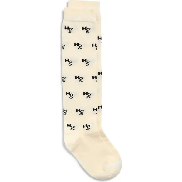HOMMEGIRLS Logo Jacquard Knee-high Socks - Ivory