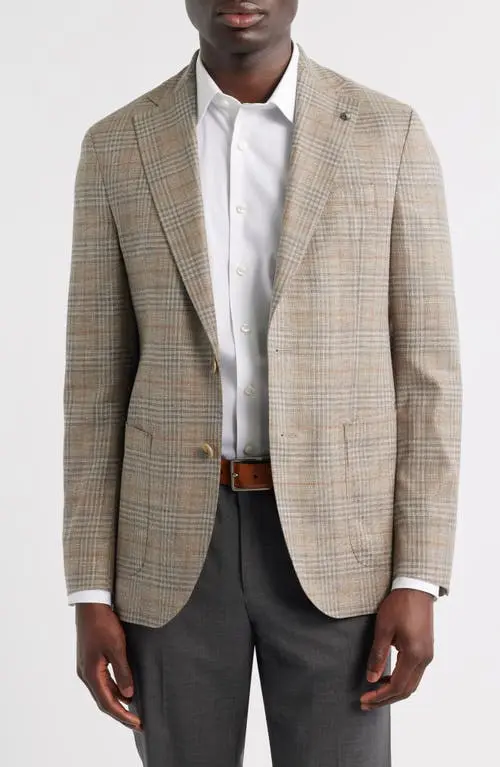 JACK VICTOR Hampton Glen Check Knit Wool Sport Coat - Tan