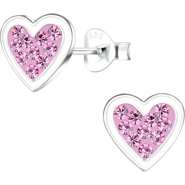 MIA BELLE GIRLS Sterling Silver Heart Stud Earrings - Metallic Silver