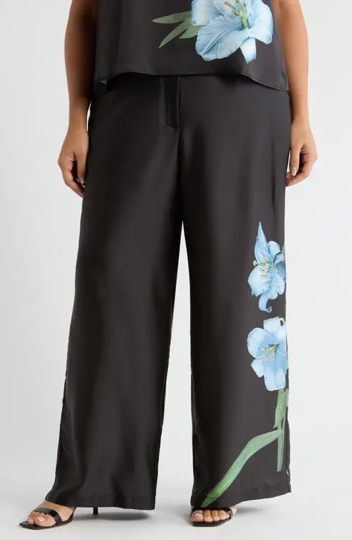 Vince Camuto Floral Wide Leg Pull-on Pants - Sky