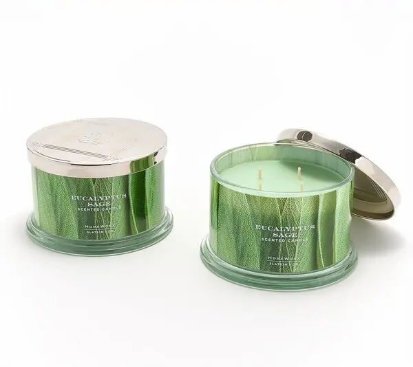 HOMEWORX BY SLATKIN + CO. S/2 18oz Candles Eucalyptus Sage - One-color