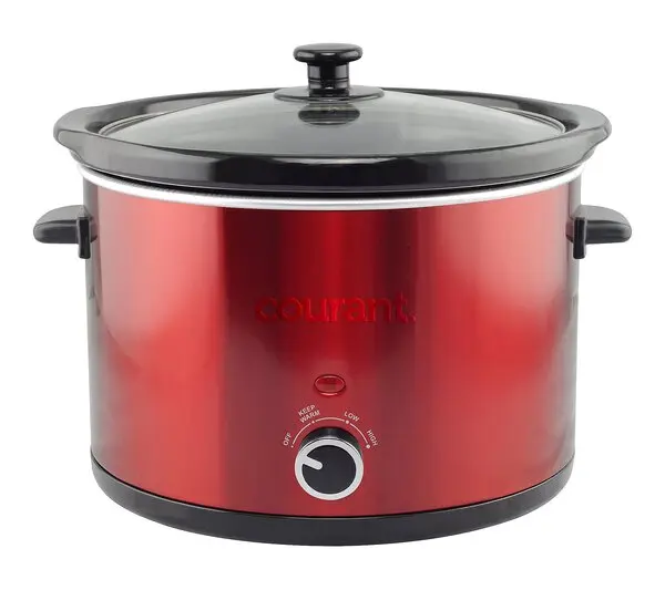 COURANT 5.5 Quart Slow Cooker, Keep Warm/low/high Settings-red