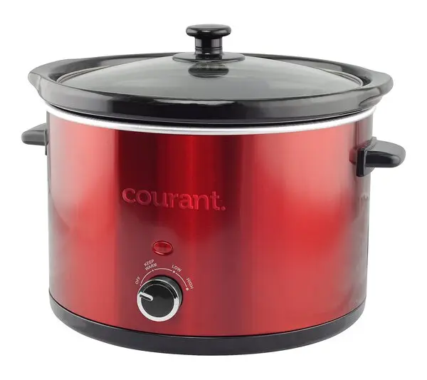 COURANT 5.5 Quart Slow Cooker, Keep Warm/low/high Settings-red
