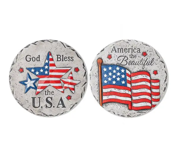 GLITZHOME S/2 Patriotic Americana Flag Stars St Epping Stone - One-color