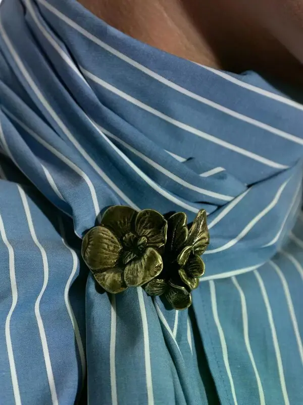 Max Mara Striped Flower-embellished Blouse