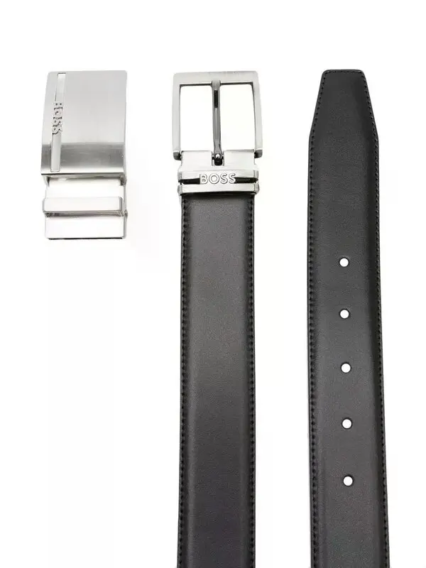 BOSS Logo Buckle Leather Belt