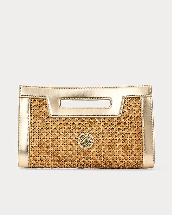 Lilly Pulitzer® Liza Cane Clutch With Gold Trim