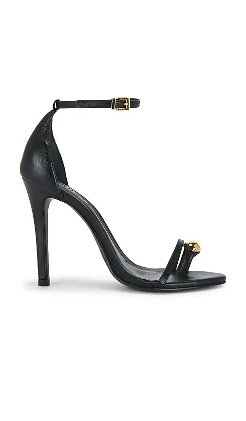 Schutz Maya Stiletto Sandal With Gold Tone Embellishment - Black
