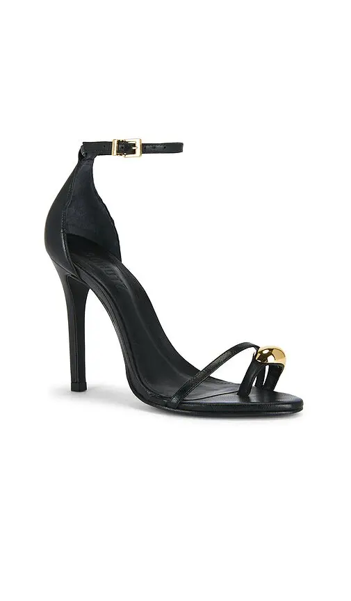 Schutz Maya Stiletto Sandal With Gold Tone Embellishment - Black