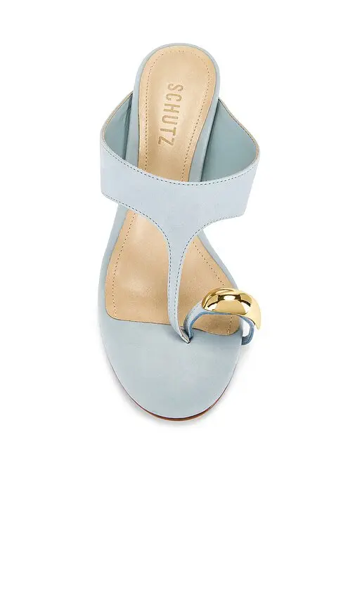 Schutz Maisie Mule With Gold-tone Embellishment - Light Azure