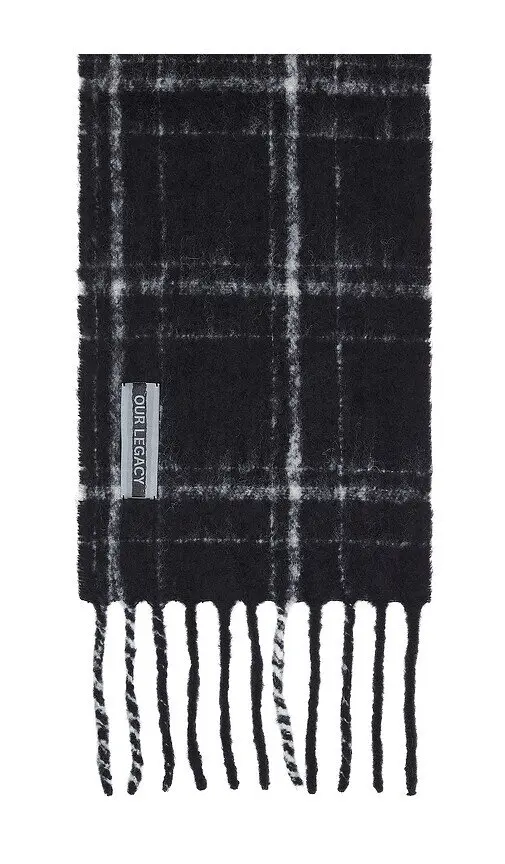 Our Legacy Estate Scarf - Black Fuzzy Alpaca Check