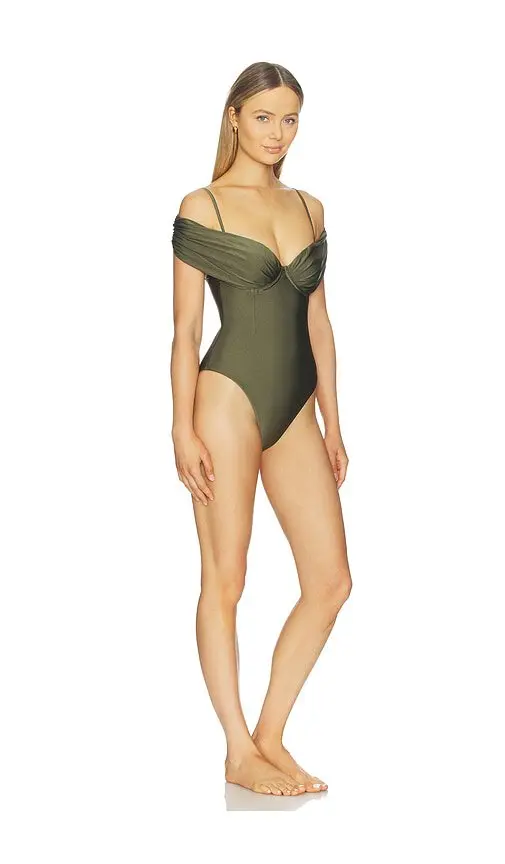 Simkhai Calix Draped Bustier One Piece Swimsuit
